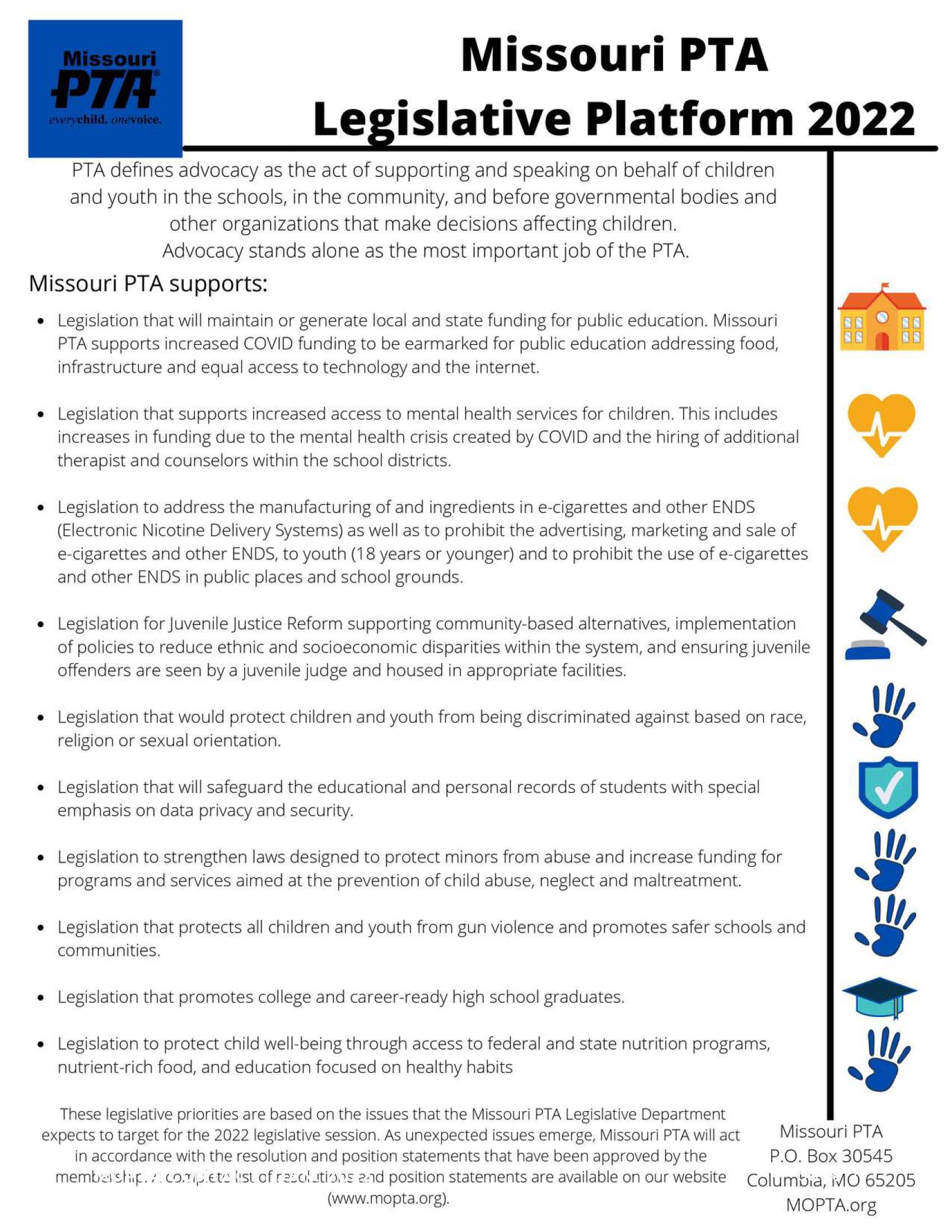 Missouri PTA Legislative Platform 2022 – Springfield Council of PTAs